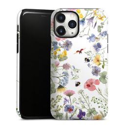 DeinDesign iPhone 11 Pro Handy Panzer Handyh&uuml;lle robuste Outdoor H&uuml;lle Schutzh&uuml;lle gl&auml;nzend Muster Flowers Bee Tough Case