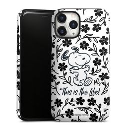 DeinDesign iPhone 11 Pro Handy Panzer Handyh&uuml;lle robuste Outdoor H&uuml;lle Schutzh&uuml;lle gl&auml;nzend Flowers Peanuts Snoopy Tough Case