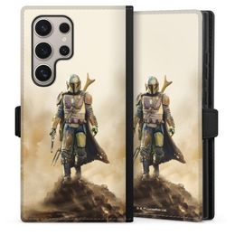 DeinDesign Galaxy S24 Ultra Handy Klapph&uuml;lle Handyh&uuml;lle aus Kunst Leder schwarz Flip Case Official Licensed Product The Mandalorian Star Wars Sideflip mit Lasche