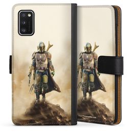 DeinDesign Galaxy A41 Handy Klapph&uuml;lle Handyh&uuml;lle aus Kunst Leder schwarz Flip Case Official Licensed Product The Mandalorian Star Wars Sideflip mit Lasche