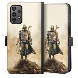 DeinDesign Galaxy A23 5G Handy Klapph&uuml;lle Handyh&uuml;lle aus Kunst Leder schwarz Flip Case Official Licensed Product The Mandalorian Star Wars Sideflip mit Lasche