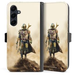DeinDesign Galaxy A55 5G Handy Klapph&uuml;lle Handyh&uuml;lle aus Kunst Leder schwarz Flip Case Official Licensed Product The Mandalorian Star Wars Sideflip mit Lasche