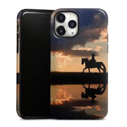 DeinDesign iPhone 11 Pro Handy Panzer Handyh&uuml;lle robuste Outdoor H&uuml;lle Schutzh&uuml;lle gl&auml;nzend Sunset Horse Horseback Riding Tough Case
