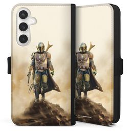 DeinDesign Galaxy S24 FE 5G Handy Klapph&uuml;lle Handyh&uuml;lle aus Kunst Leder schwarz Flip Case Official Licensed Product The Mandalorian Star Wars Sideflip mit Lasche