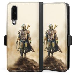 DeinDesign Huawei P30 Handy Klapph&uuml;lle Handyh&uuml;lle aus Kunst Leder schwarz Flip Case Official Licensed Product The Mandalorian Star Wars Sideflip mit langer 