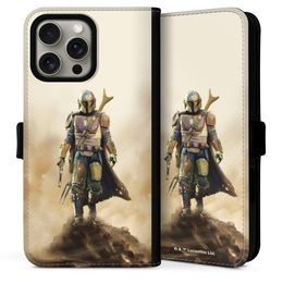 DeinDesign iPhone 16 Pro Handy Klapph&uuml;lle Handyh&uuml;lle aus Kunst Leder schwarz Flip Case Official Licensed Product The Mandalorian Star Wars Sideflip mit Lasche