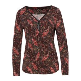 Koroshi Shirt Damen Gr&ouml;&szlig;e S beige / braun / rot