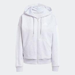 adidas Sportswear Sportsweatjacke 'Essentials' Damen Gr&ouml;&szlig;e M/L hellgrau / wei&szlig;