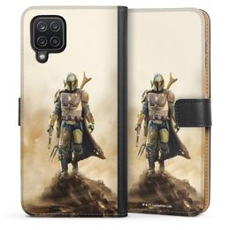 DeinDesign Galaxy A12 Handy Klapph&uuml;lle Handyh&uuml;lle aus Kunst Leder schwarz Flip Case Official Licensed Product The Mandalorian Star Wars Sideflip mit langer 