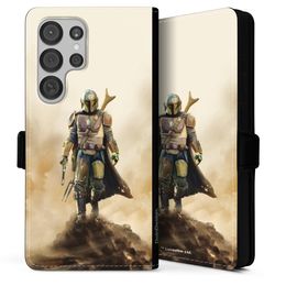 DeinDesign Galaxy S25 Ultra Handy Klapph&uuml;lle Handyh&uuml;lle aus Kunst Leder schwarz Flip Case Official Licensed Product The Mandalorian Star Wars Sideflip mit Lasche