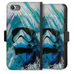 DeinDesign iPhone SE (2022) Handy Klapph&uuml;lle Handyh&uuml;lle aus Kunst Leder schwarz Flip Case Colourful Star Wars Stormtrooper Sideflip mit Lasche