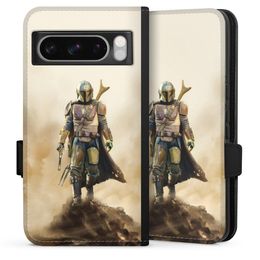 DeinDesign Google Pixel 8 Pro Handy Klapph&uuml;lle Handyh&uuml;lle aus Kunst Leder schwarz Flip Case Official Licensed Product The Mandalorian Star Wars Sideflip mit 