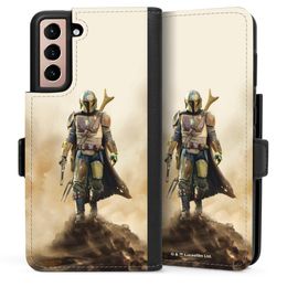 DeinDesign Galaxy S21 5G Handy Klapph&uuml;lle Handyh&uuml;lle aus Kunst Leder schwarz Flip Case Official Licensed Product The Mandalorian Star Wars Sideflip mit Lasche