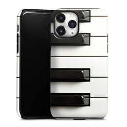 DeinDesign iPhone 11 Pro Handy Panzer Handyh&uuml;lle robuste Outdoor H&uuml;lle Schutzh&uuml;lle gl&auml;nzend Piano Music Klavier Tough Case