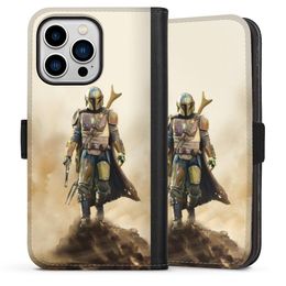DeinDesign iPhone 13 Pro Handy Klapph&uuml;lle Handyh&uuml;lle aus Kunst Leder schwarz Flip Case Official Licensed Product The Mandalorian Star Wars Sideflip mit Lasche