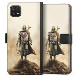 DeinDesign Galaxy A22 5G Handy Klapph&uuml;lle Handyh&uuml;lle aus Kunst Leder schwarz Flip Case Official Licensed Product The Mandalorian Star Wars Sideflip mit langer 