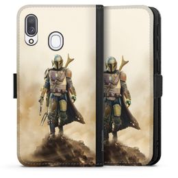 DeinDesign Galaxy A40 Handy Klapph&uuml;lle Handyh&uuml;lle aus Kunst Leder schwarz Flip Case Official Licensed Product The Mandalorian Star Wars Sideflip mit Lasche