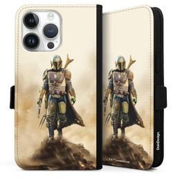 DeinDesign iPhone 14 Pro Max Handy Klapph&uuml;lle Handyh&uuml;lle aus Kunst Leder schwarz Flip Case Official Licensed Product The Mandalorian Star Wars Sideflip mit 