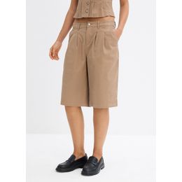 bonprix Long-Bermuda aus elastischem Baumwoll-Mix, braun, Gr.50, Stylische Long-Bermuda aus elastischem Baumwoll-Mix und seitlichen Taschen, 97% Baumwolle