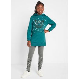 bonprix Sweatshirt und Leggings aus Bio-Baumwoll-Mix (2-tlg.Set), petrol, mit Baumwolle
