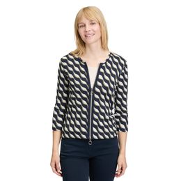 Shirtjacke Betty Barclay "Damen mit Rippenstruktur", Damen, Gr. 38, bunt (dunkelblau, grün), Rippware, Obermaterial: 95% Baumwolle, 5% Elasthan, Basic, tailliert normal, Rundhals, Shirts Shirtjacke