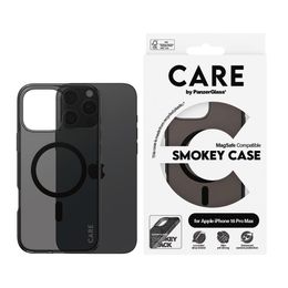 CARE BY PANZERGLASS Handyh&uuml;lle "Smokey Case f&uuml;r Apple iPhone 16 Pro Max", schwarz (transparent, schwarz), B:11cm H:2cm T:20,5cm, H&uuml;llen, Backcover, Schutzh&uuml;lle, Handyschutzh&uuml;lle, Case, Schutzcase, sto&szlig;fest
