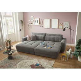 Big-Sofa ED EXCITING DESIGN "Loveseat, 2-Sitzer, Barura, Breite 292", grau (dunkelgrau), B:292cm H:90cm T:194cm, 92% Polyester, 8% Nylon, Sofas, Big-Sofa, Big-Sofa mit 2 Nierenkissen, Topseller