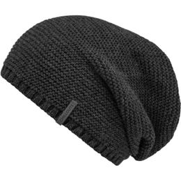 Beanie Chillouts "Keith Hat", Damen, grau (dunkelgrau melange), Strick, Kunstfaser, meliert, Mützen Beanie, Strickmütze im Oversize-Look, meliert, gefüttert
