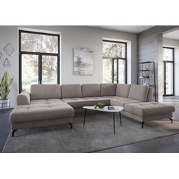 Sit & More Wohnlandschaft SIT & MORE "Bendigo U-Form", beige (sand), B:332cm H:84cm T:226cm, Sofas, Wohnlandschaft, inklusive Sitztiefenverstellung, Bodenfreiheit 12 cm, in 2 Fu&szlig;farben