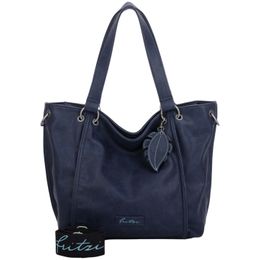 Henkeltasche Fritzi aus Preussen "Eco-Fritzi02", Damen, Gr. B/H/T: 12,5cm x 33,5cm x 54cm, blau (dunkelblau), unifarben, Taschen, aus veganen und recycelten Materialien