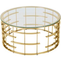 Couchtisch Salesfever "Glastisch: Stil und Funktionalität Wohnzimmertisch", gold (gold, gold, klar), B:90cm H:42cm T:90cm, Metall, Sicherheitsglas, Tische, Couchtisch, Gestell gefertigt aus rostfreiem Edelstahl