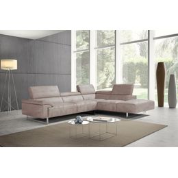 Ecksofa Egoitaliano "Malika, elegant und bequem, Designsofa, L-Form", grau (opal grau), B:300cm H:94cm T:107cm, Luxus-Micofaser Lederoptik (100% Polyester) ist ein neues technisches Gewebe mit einem visuellen und taktilen Aspekt, der dem Nubuk sehr nahe kommt, mit innovativen Eigenschaften. Seine au&szlig;erordentliche Weichheit kommt von einem exklusiven Produktionsprozess, der Unreinheiten und Unregel