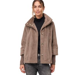 Fellimitatjacke Zero "Damen mit Stehkragen", Damen, Gr. 38, desert taupe, Stoff, Obermaterial: 100% Polyester, unifarben, figurbetont, B&uuml;ndchen krempelbar, Jacken