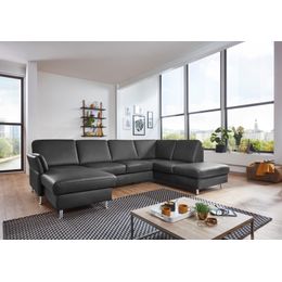 Wohnlandschaft DIE PLANBAR "PN-EM18013 U-Form, ohne Kopfstützen", grau (anthrazit), B:305cm H:87cm T:200cm, Sofas, Wohnlandschaft, wahlweise mit Bettfunktion und Stauraum