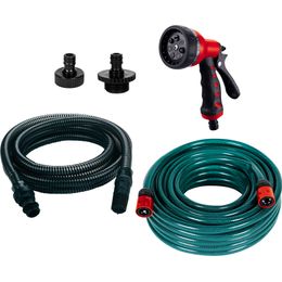Saugschlauch Einhell "Saug- & Druck (OFP)", schwarz (schwarz, gr&uuml;n), Kunststoff, Schl&auml;uche, 7-teilig, 4m Saugschlauch; 20m Gartenschlauch inkl. Adaptern