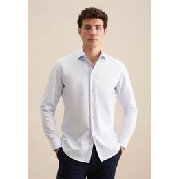Businesshemd Seidensticker, Herren, Gr. XL (44), normale &Auml;rmell&auml;ngen, blau, 100% Baumwolle, unifarben, slim fit, 2-Knopf-Manschette, Hemden, Slim 1/1 Kentkragen Uni