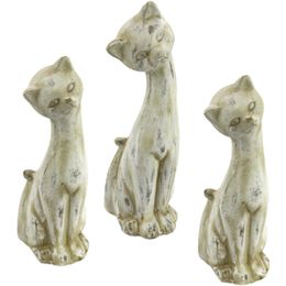 Tierfigur I.GE.A. "Antik-Keramikkatze", beige (natur), Keramik, Dekofiguren, (3er Set)