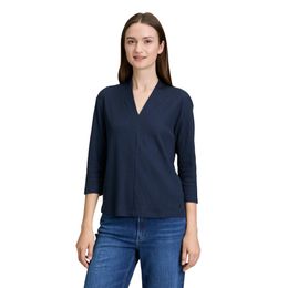 BETTY & CO 3/4-Arm-Shirt BETTY & CO "Damen mit V-Ausschnitt", Damen, Gr. S, blau (dunkelblau), Obermaterial: 55% Polyester, 42% Baumwolle, 3% Elasthan, gerade normal, V-Ausschnitt, Shirts 3/4-Arm-Shirt