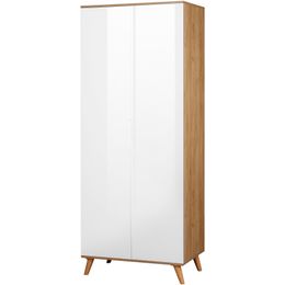 Kleiderschrank OTTO HOME "Lund Schlafzimmerschrank Bestseller im skandinavischem Design", wei&szlig; (eichefarben, wei&szlig;), B:80cm H:203cm T:52cm, FSC-zertifizierter Holzwerkstoff, Schr&auml;nke, Kleiderschrank, Garderobenschrank mit Premium Innenausstattung, Breite 80 cm hochglanz