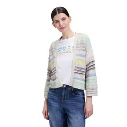 Strickjacke Cartoon "Damen mit Color Blocking", Damen, Gr. 34, blau (beige, blau), Obermaterial: 77% Baumwolle, 23% Polyester, oversize normal, Strickjacken Strickjacke, Struktur