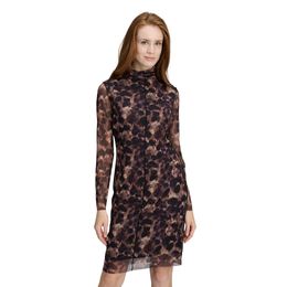 Meshkleid Cartoon "Damen mit Kragen", Damen, Gr. 42, Normalgr&ouml;&szlig;en, schwarz (apricot, schwarz), Obermaterial: 95% Polyester, 05% Elasthan; Futter: 95% Viskose, 5% Elasthan, figurbetont kurz, Rundhals, Kleider
