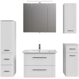 Badm&ouml;bel-Set SAPHIR "Serie 3006 5-teilig Keramik-Waschtisch mit Spiegelschrank", wei&szlig;, B:80cm H:57,4cm T:46,8cm, Spanplatte, Kastenm&ouml;bel-Sets, Badm&ouml;bel-Set, Badezimmer-Set mit Unterschrank, H&auml;ngeschrank, Midischrank, T&uuml;rd&auml;mpfer