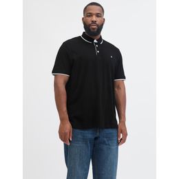 Jack & Jones PlusSize Poloshirt "JJEPAULOS POLO SS NOOS PLS", Herren, Gr. 4XL, schwarz, Piqu&eacute;, Obermaterial: 100% Baumwolle, JACK & JONES PLUSSIZE, unifarben, regular fit taillenbedeckt, ohne Ausschnitt, Shirts, mit Logo Stickerei