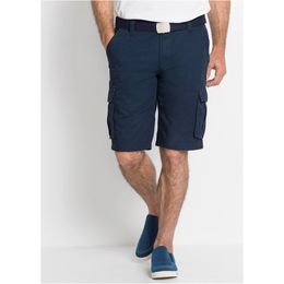 bonprix Cargo-Bermuda aus reiner Baumwolle Relaxed Fit, blau, 100% Baumwolle