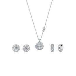 Ohrring und Ketten Set Michael Kors "Mulitpack Schmuck Silber 925 PREMIUM LOCKET", bunt (silberfarben, wei&szlig;, wei&szlig;), Schmuck_Sets, Damen, Silber 925 (Sterlingsilber), mit Zirkonia (synth.)