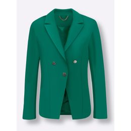 CREATION L PREMIUM Wit Damen Blazer im Mix aus Baumwolle und Seide, gr&uuml;n, Gr&ouml;&szlig;e 40