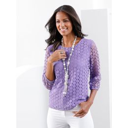 Spitzenshirt Lady "Shirt", Damen, Gr. 54, lila (lavendel), 100% Polyester, gebl&uuml;mt, gemustert, unifarben, Rundhals, Shirts