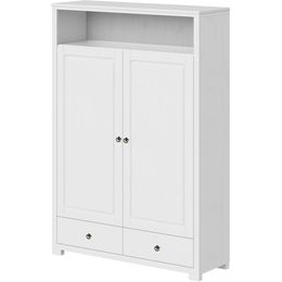 Wäscheschrank OTTO HOME "Gotland Home Office Schrank, Mehrzweckschrank, Büroschrank", weiß, B:124cm H:178,4cm T:40cm, Massivholz, Schränke, mit Ausziehregal, Schublade, stabil + langlebig, Massivholz made in EU