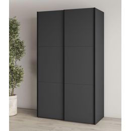 Kleiderschrank OTTO HOME "Eastvale, 120x64x210cm, ideal für kleine Räume oder Nischen", grau (graphit), B:120cm H:210cm T:64cm, Dekorfolie, FSC-zertifizierter Holzwerkstoff, Metall, Schränke, Kleiderschrank, Schrank mit Schwebetüren, FSC-zertifiziert, Metallgriffe