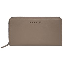 Geldbörse Bugatti "MIRA", Damen, grau (taupe), Leder, leicht glänzend, unifarben, Kleinlederwaren, echt Leder